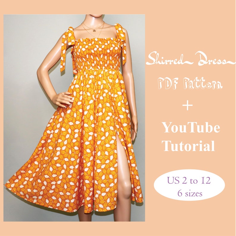 Shirred Tie Strap Maxi Dress PDF Pattern Sewing Digital - Etsy