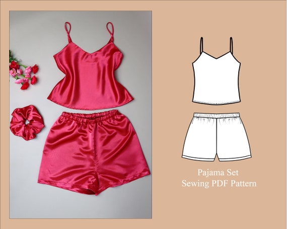Women Pajama Set PDF Pattern Satin Pajama Sleepwear - Etsy
