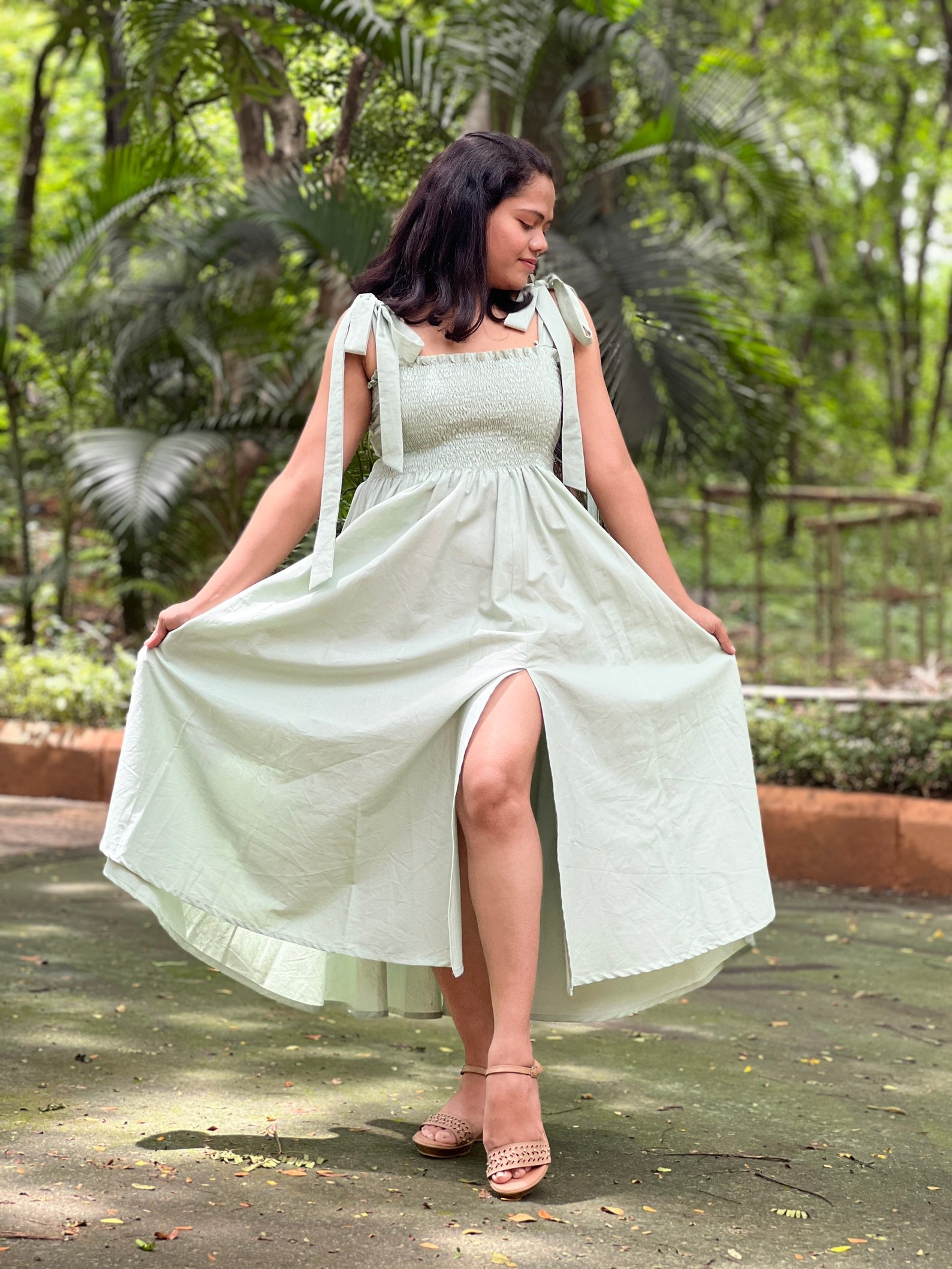 Shirred Tie Strap Maxi Dress PDF Pattern | Smock Dress With Circular ...