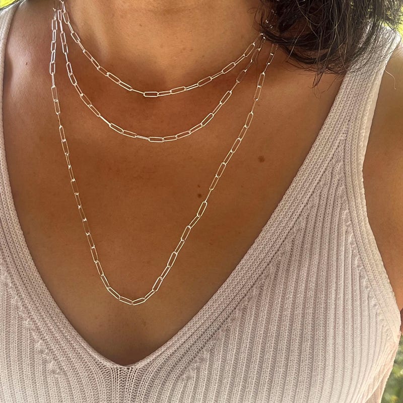 Silver Paperclip Necklace - Etsy