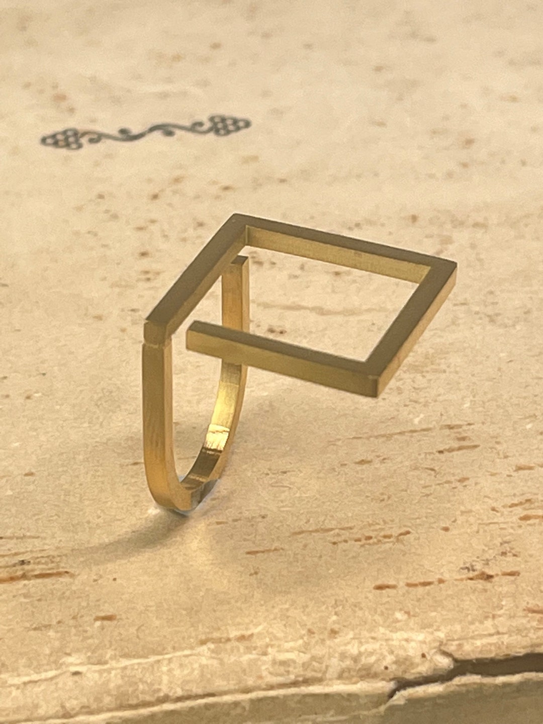 Square Stainless Steel Ring / Geometric Gold Ring / Modern Minimalist ...