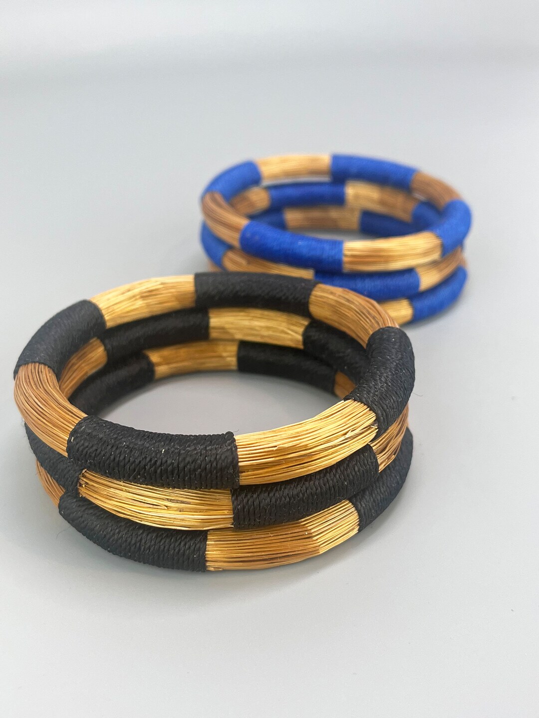 Golden Capim Bangle. Vegetable Gold Bracelet From Brazil. Blue and Gold ...