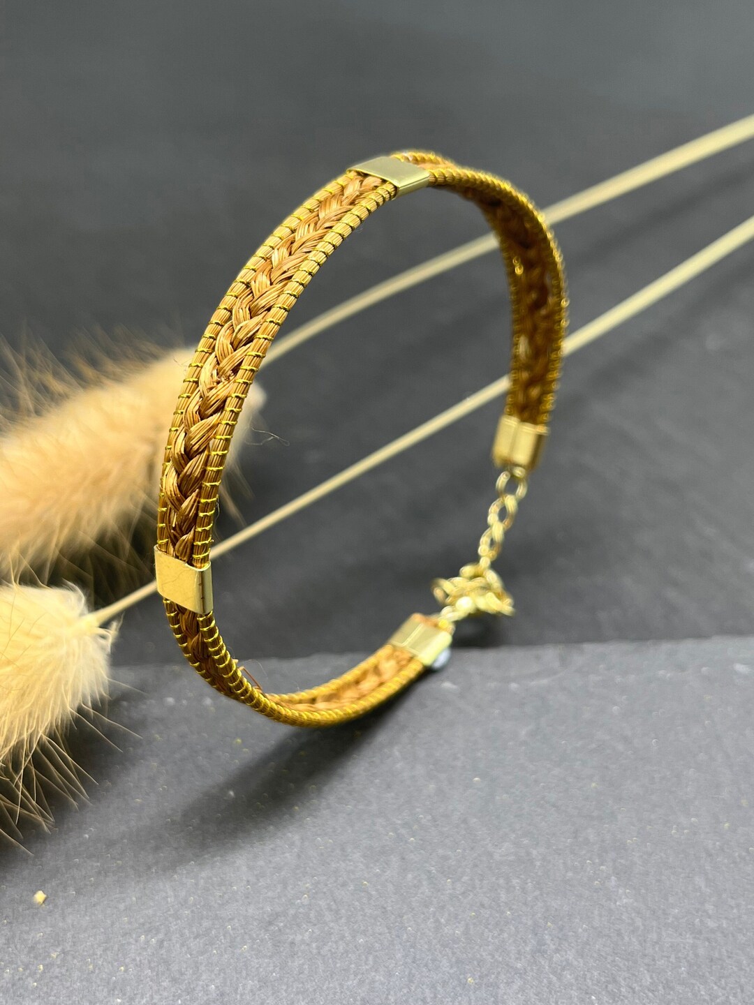 Fine Dourado Capim Bracelet. Gold Bangle in Hand-woven Vegetable ...