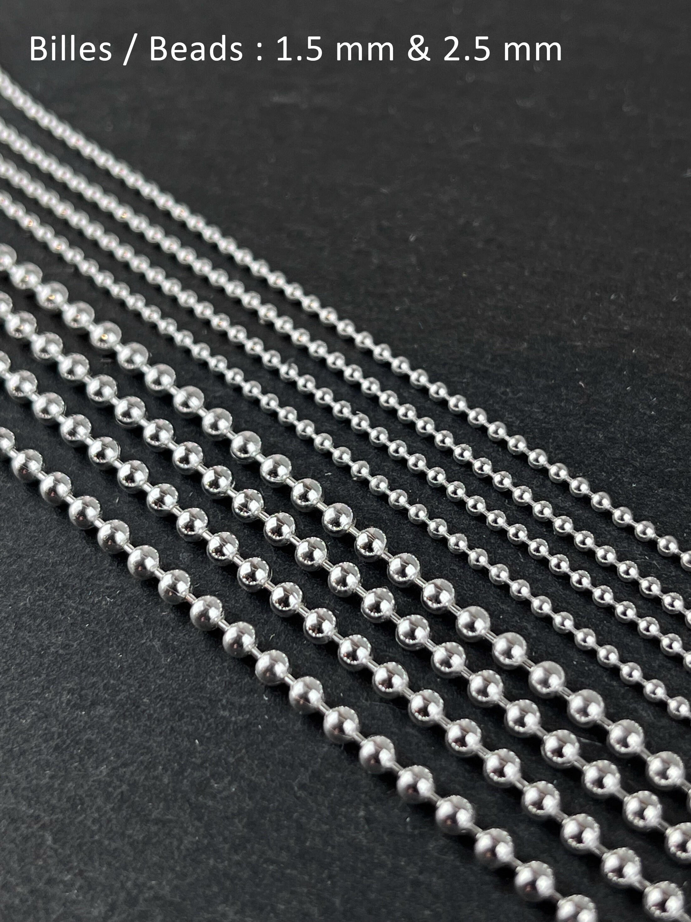 Chaine de billes en argent 925. Chaine perle en argent 925. Collier ...