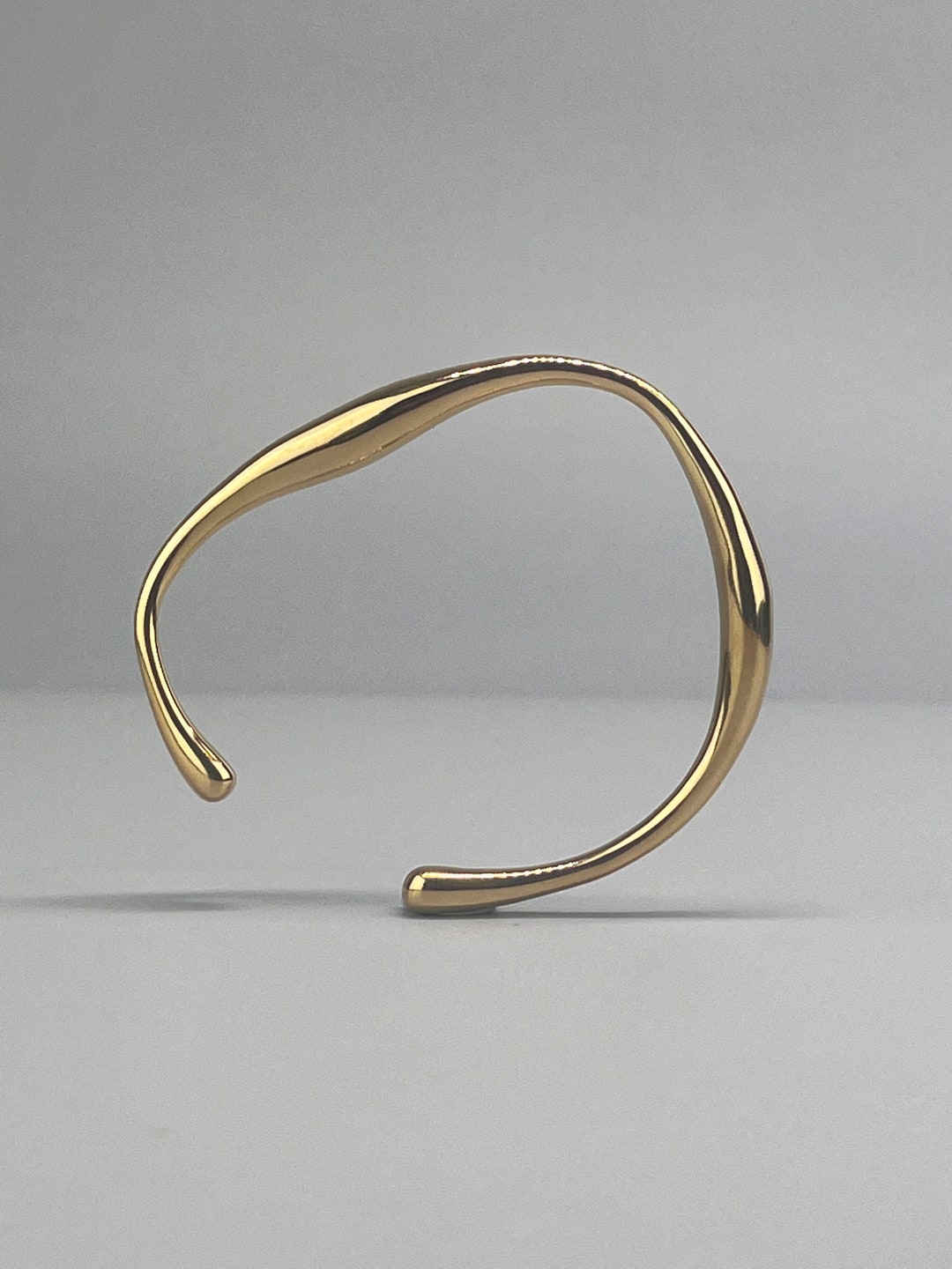 Organically Shaped Gold Bracelet in Stainless Steel. Irregular Gold ...