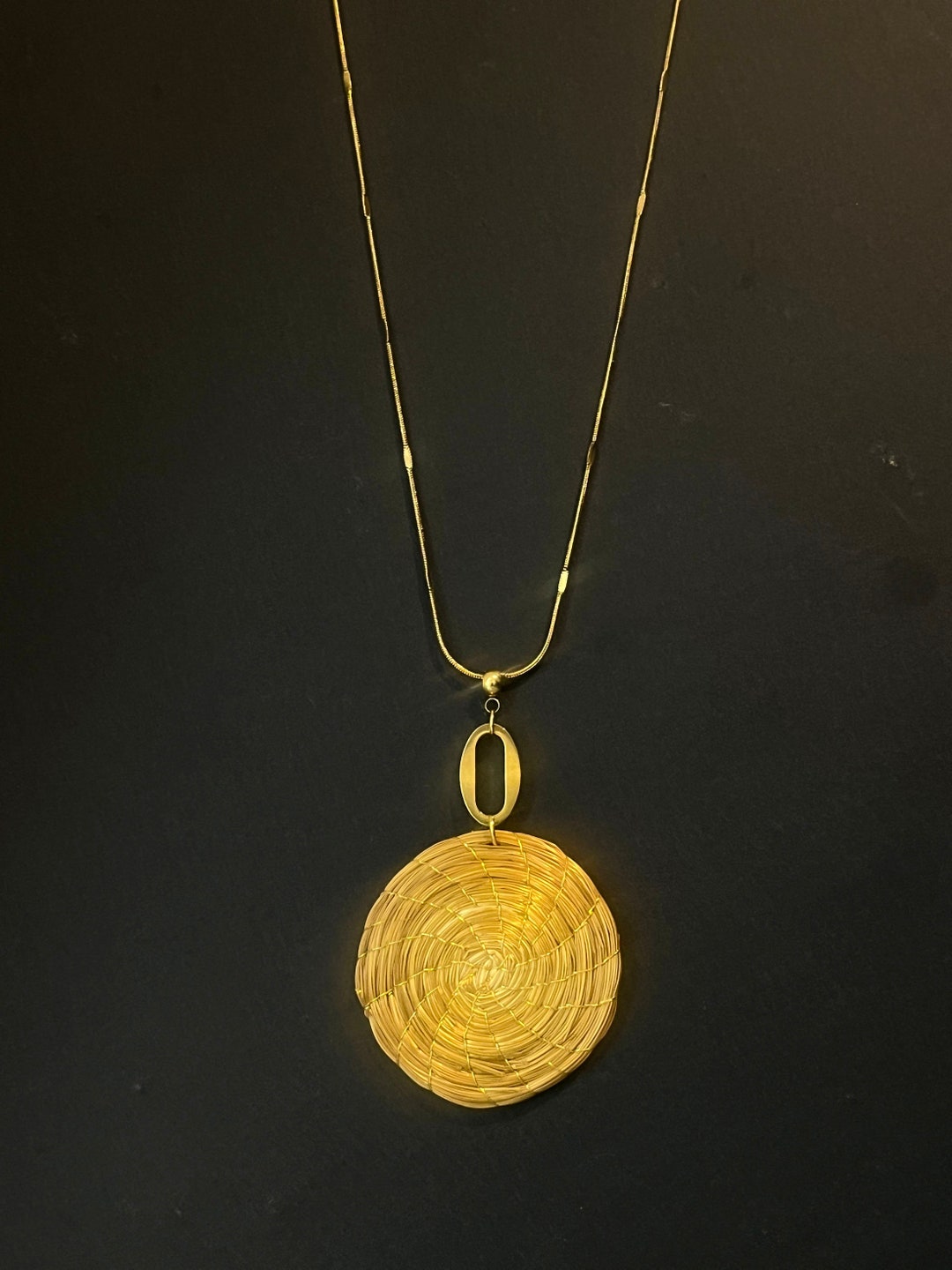 Vegetable Gold Necklace From Brazil. Capim Dourado Pendant. Plant ...