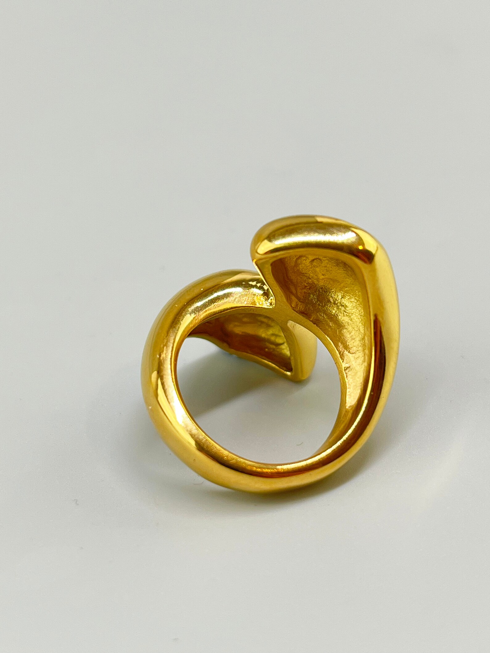 Large Rolled Ring in Stainless Steel Gilded With 18 K Gold. Oversize ...
