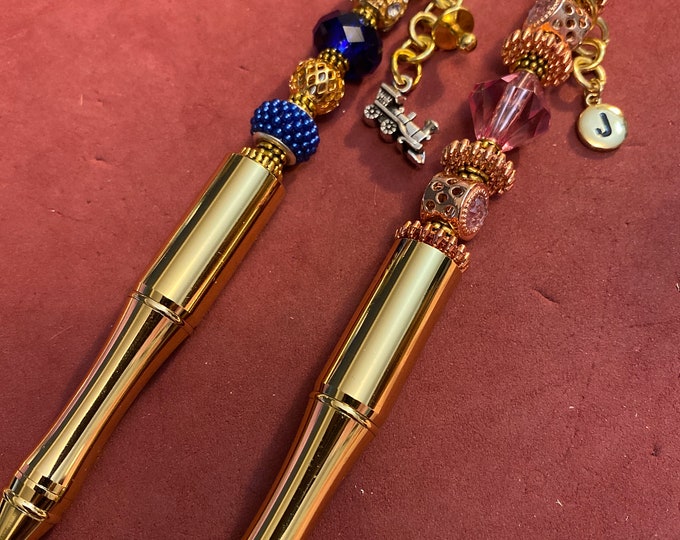 Customizable Pens, Metallic Gold Metal Pens, Personalized Pens, Beaded ...