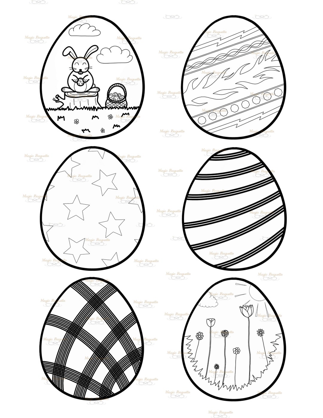 NEW - Easter Eggs Coloring Page N.2 - Coloring Sheet for Kids - 8,5x11 ...