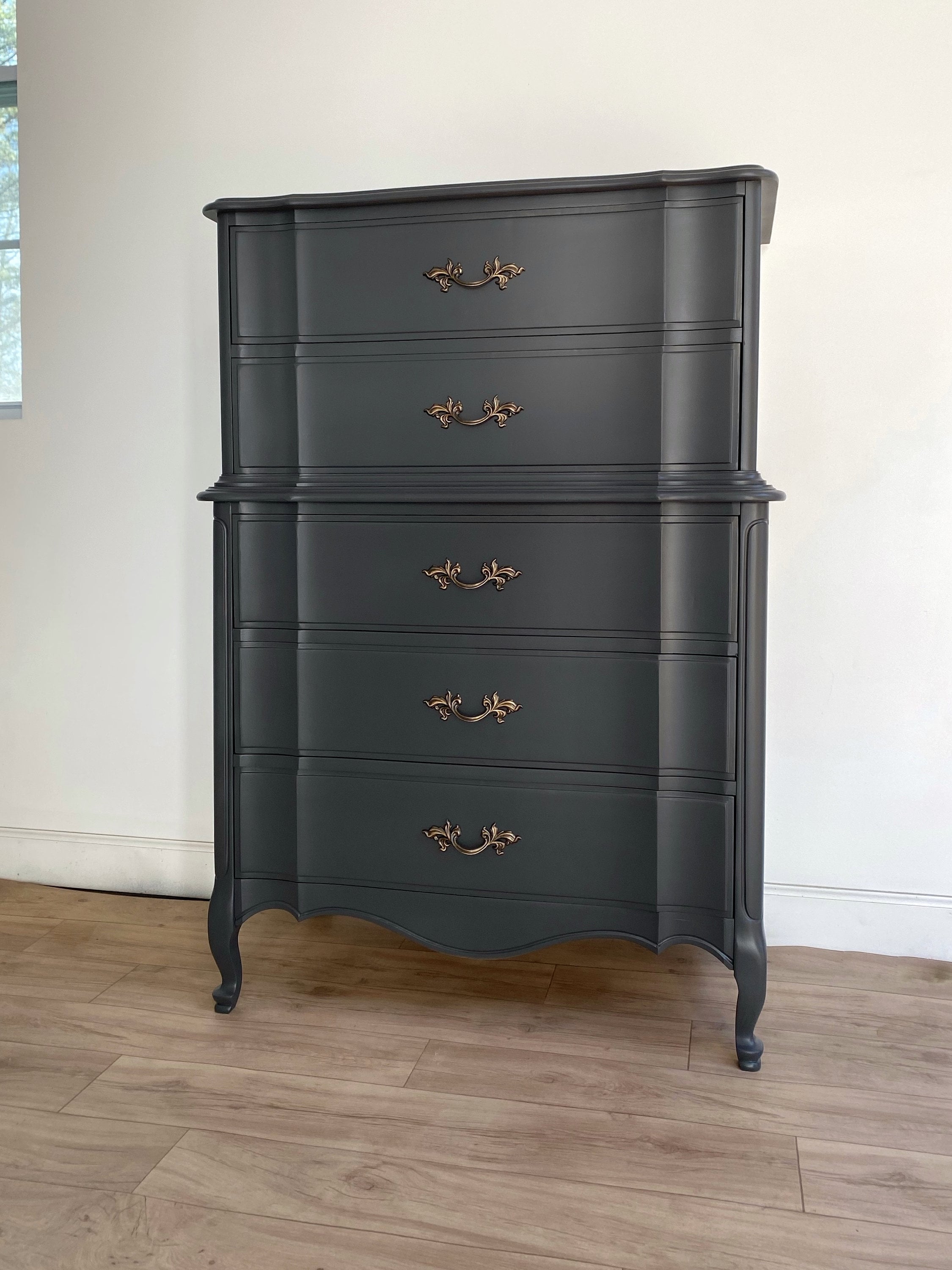 Dixie French Provincial Chest of Drawers Charcoal Gray Dresser - Etsy