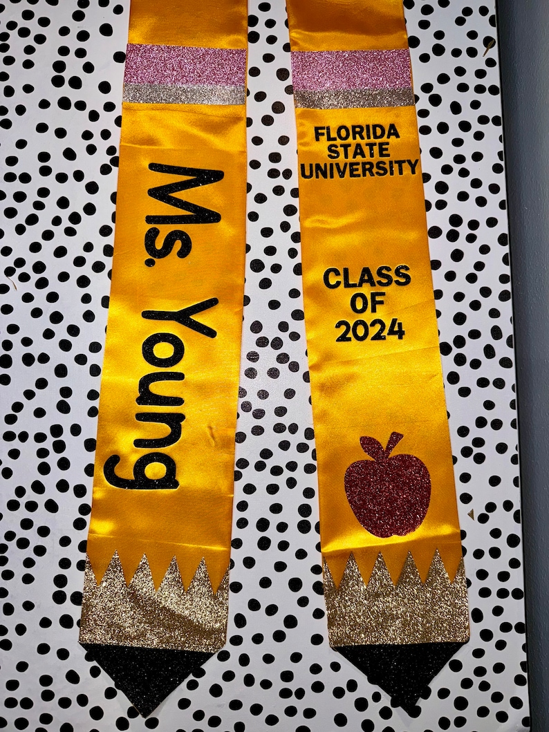 Personalized Teacher Graduation Stole | Custom Pencil Sash - Etsy