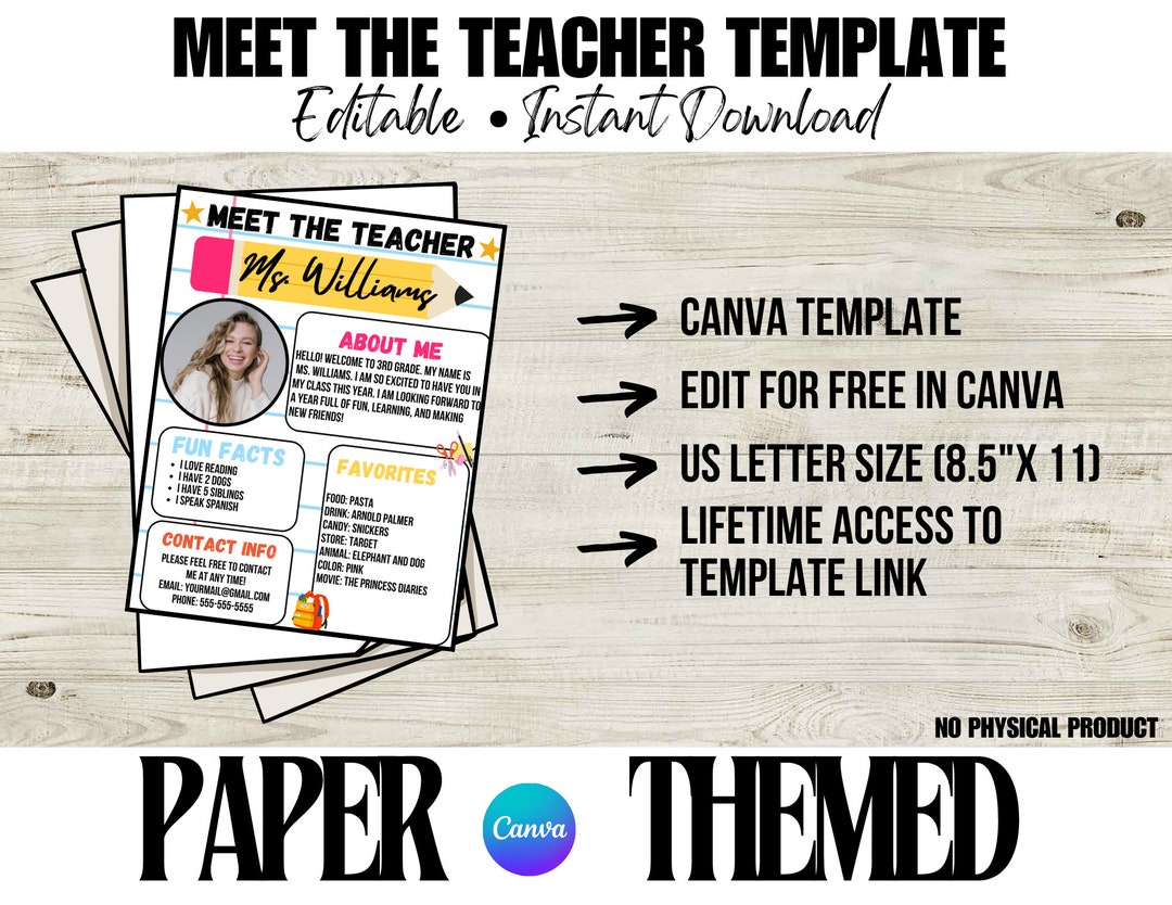 Meet the Teacher Template, Teacher Introduction, Teacher Intro, Paper ...