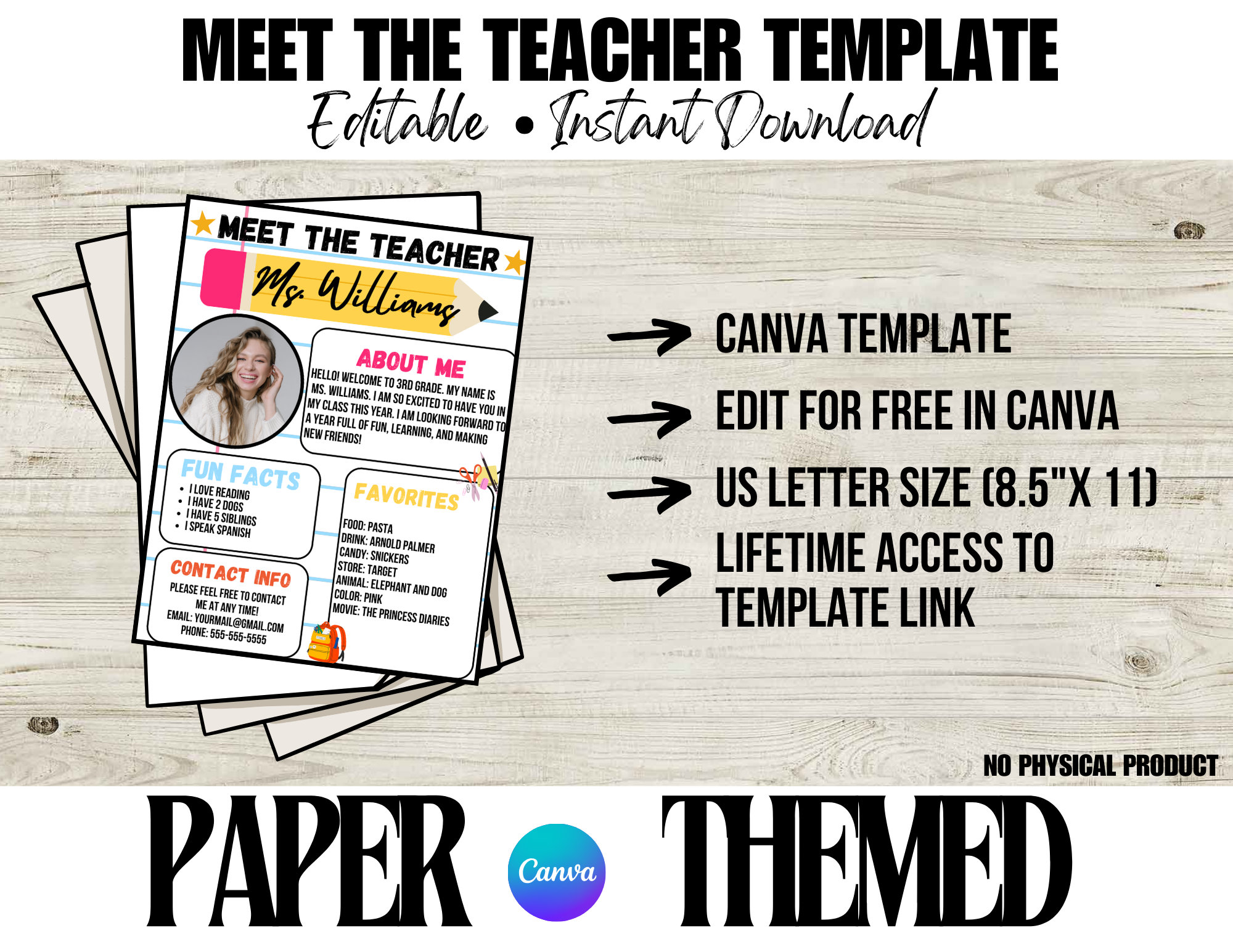 Meet the Teacher Template, Teacher Introduction, Teacher Intro, Paper ...