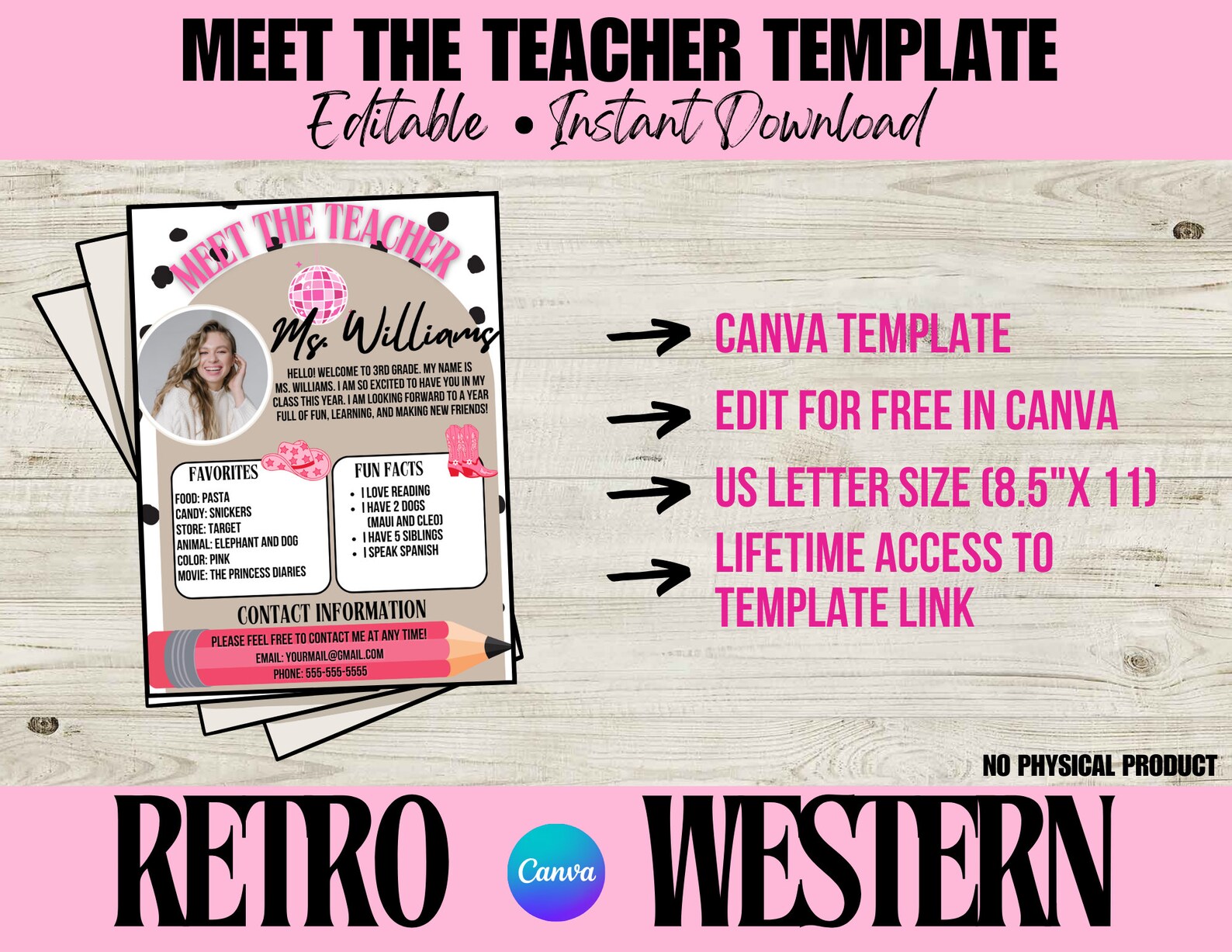 Retro Western Meet the Teacher Template, Editable Teacher Introduction ...