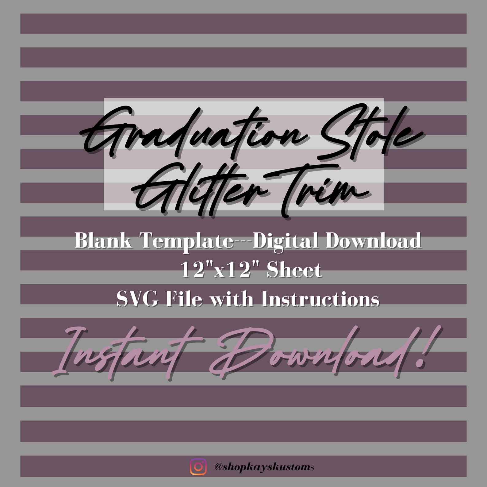 Graduation Stole Glitter Trim SVG Template, Graduation Stole Template ...