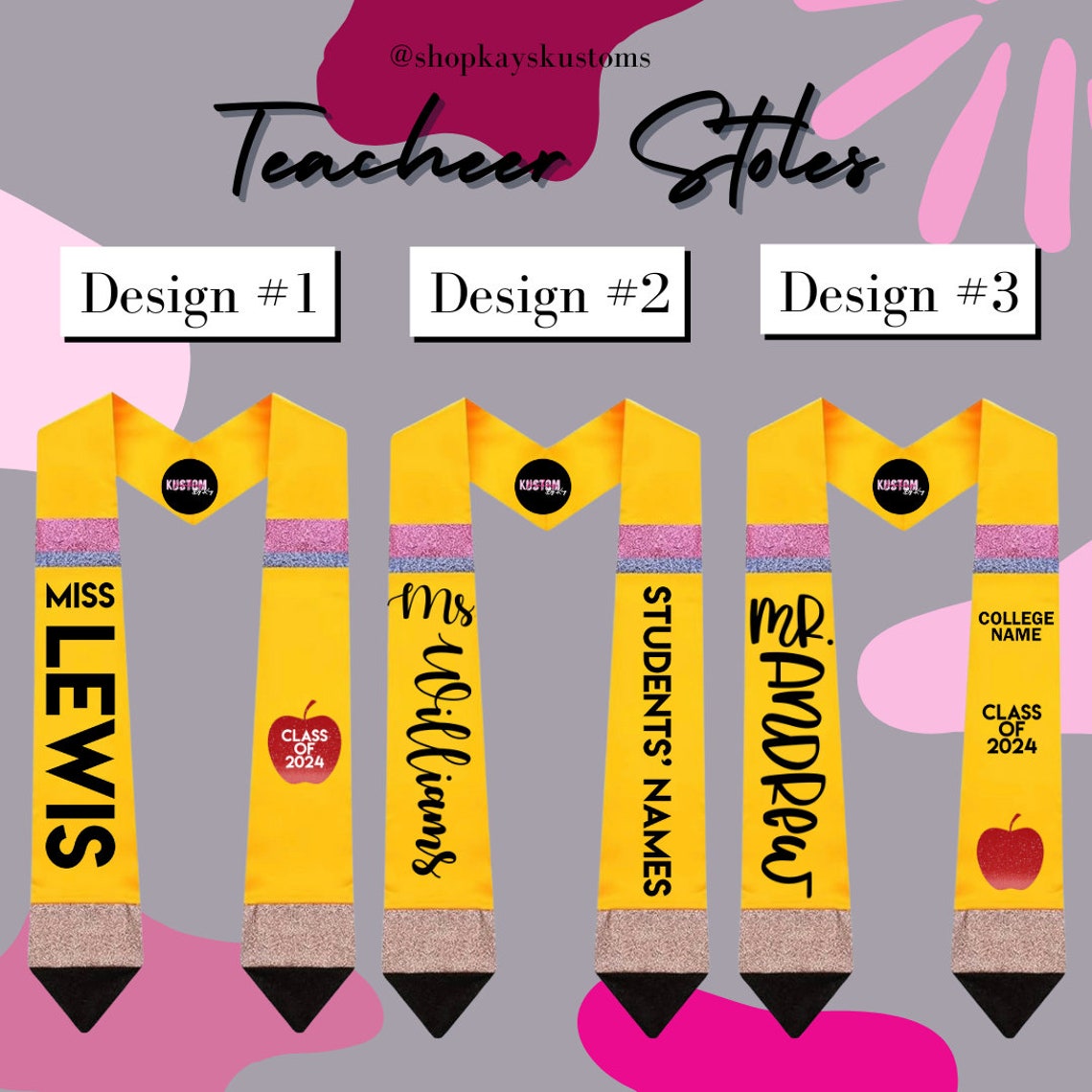 Teacher Graduation Stole | Custom Personalized Graduation Stole ...