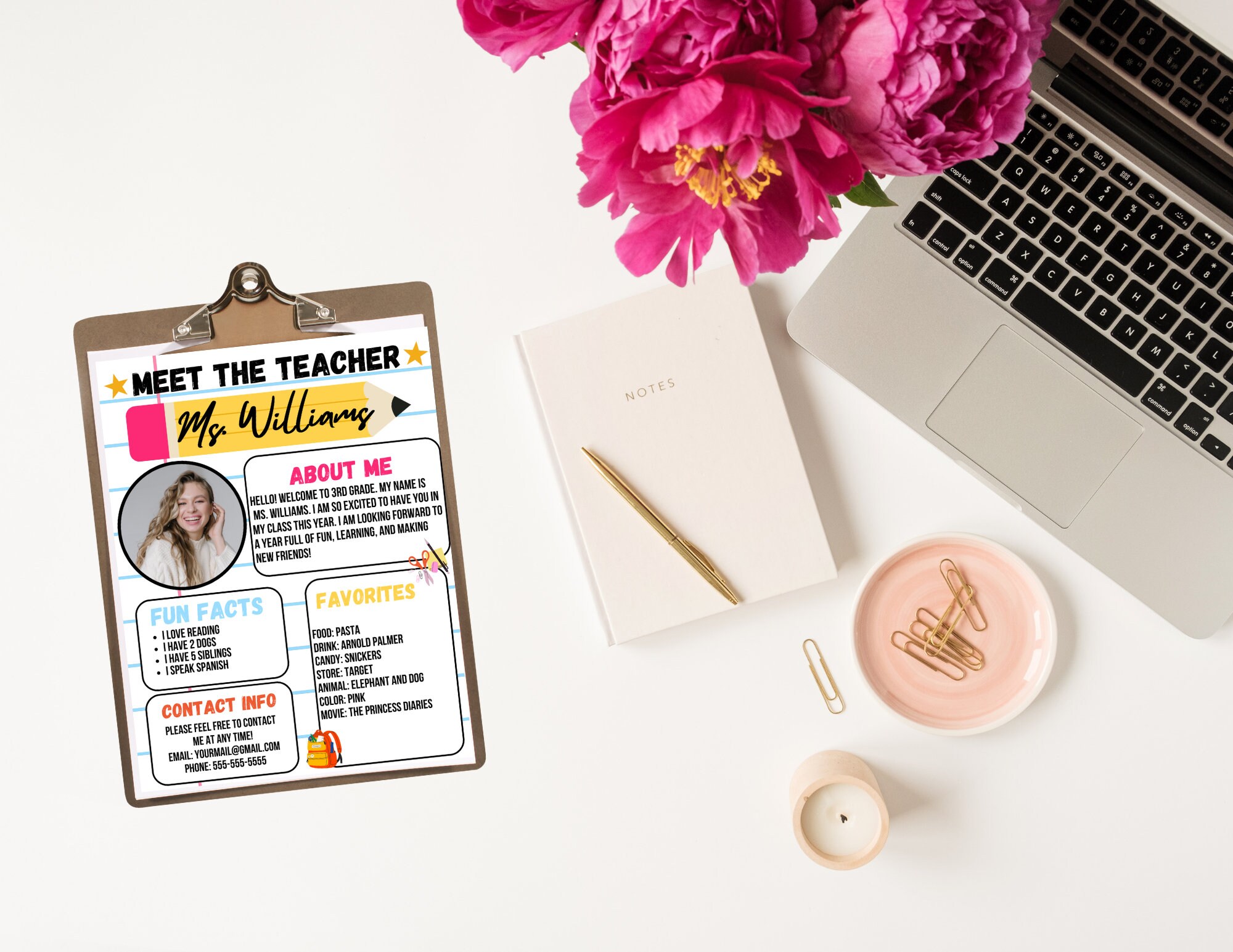 Meet the Teacher Template, Teacher Introduction, Teacher Intro, Paper ...
