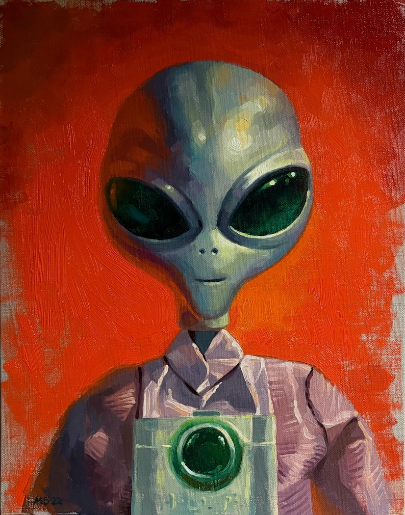 Bob the Alien (ORIGINAL OIL PAINTING) 11x14 Inches - Etsy