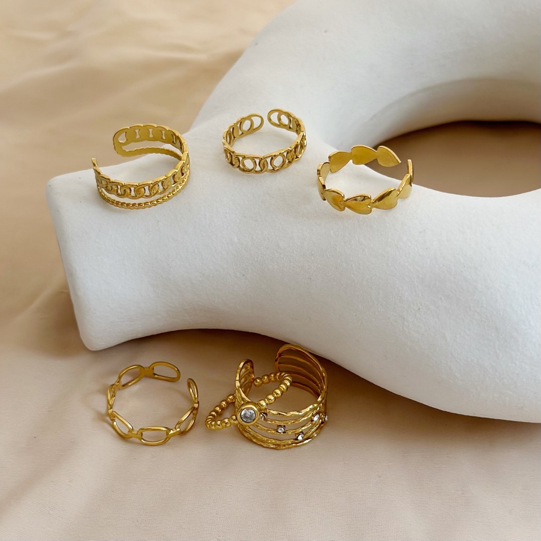 Minimalist Stackable Adjustable Gold Rings,waterproof,tarnish Free - Etsy