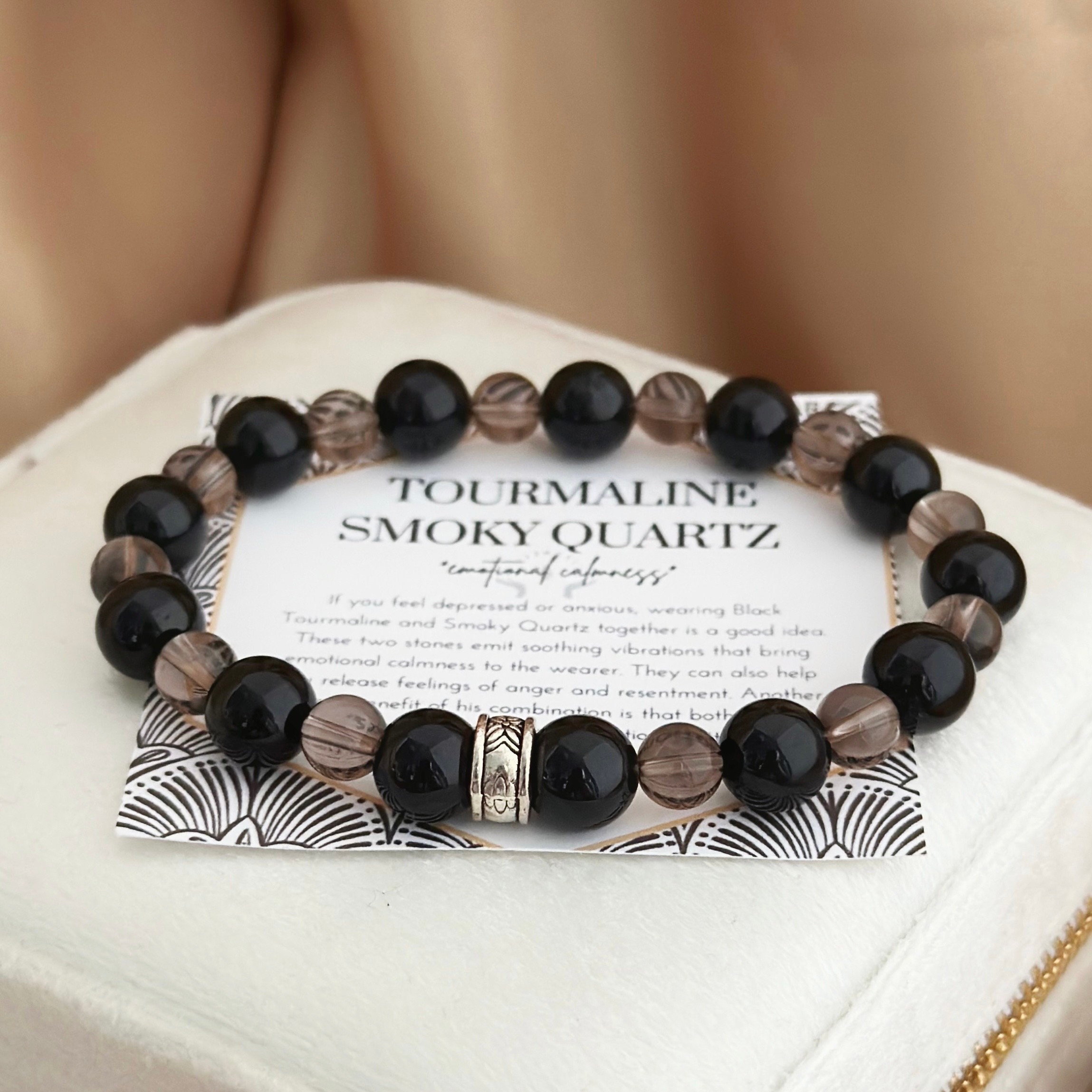 Buy Tourmaline Smoky Quartz Bracelet ultimate Grounding emf Protection Bracelet emotional Balance healing Crystal Jewelry Gift for Men and Women Online in India Etsy
