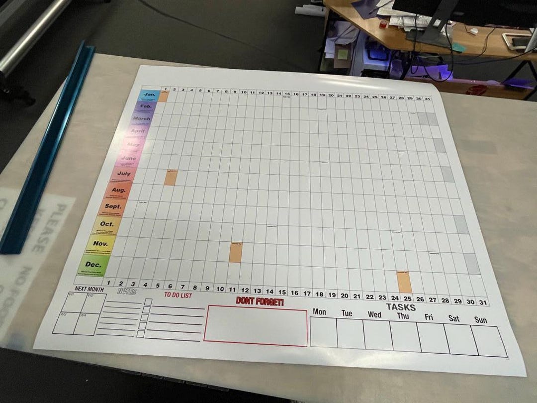 Large Perpetual Wall Calendar: Reusable Laminated Planner (51x40) - Etsy