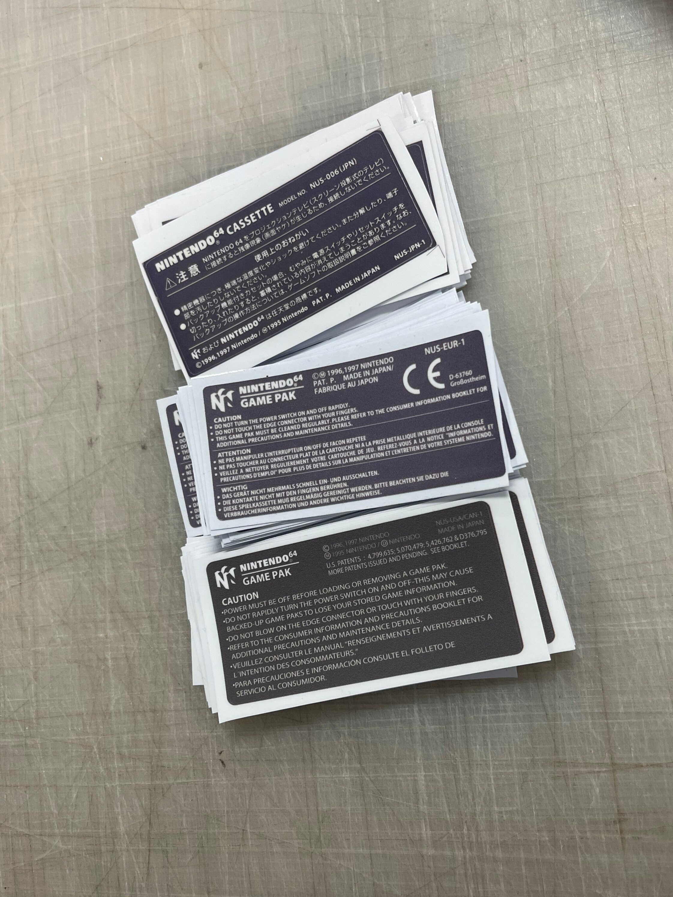 N64 Backside Cartridge Labels Authentic Replacement Sticker. NSTC, JAP ...