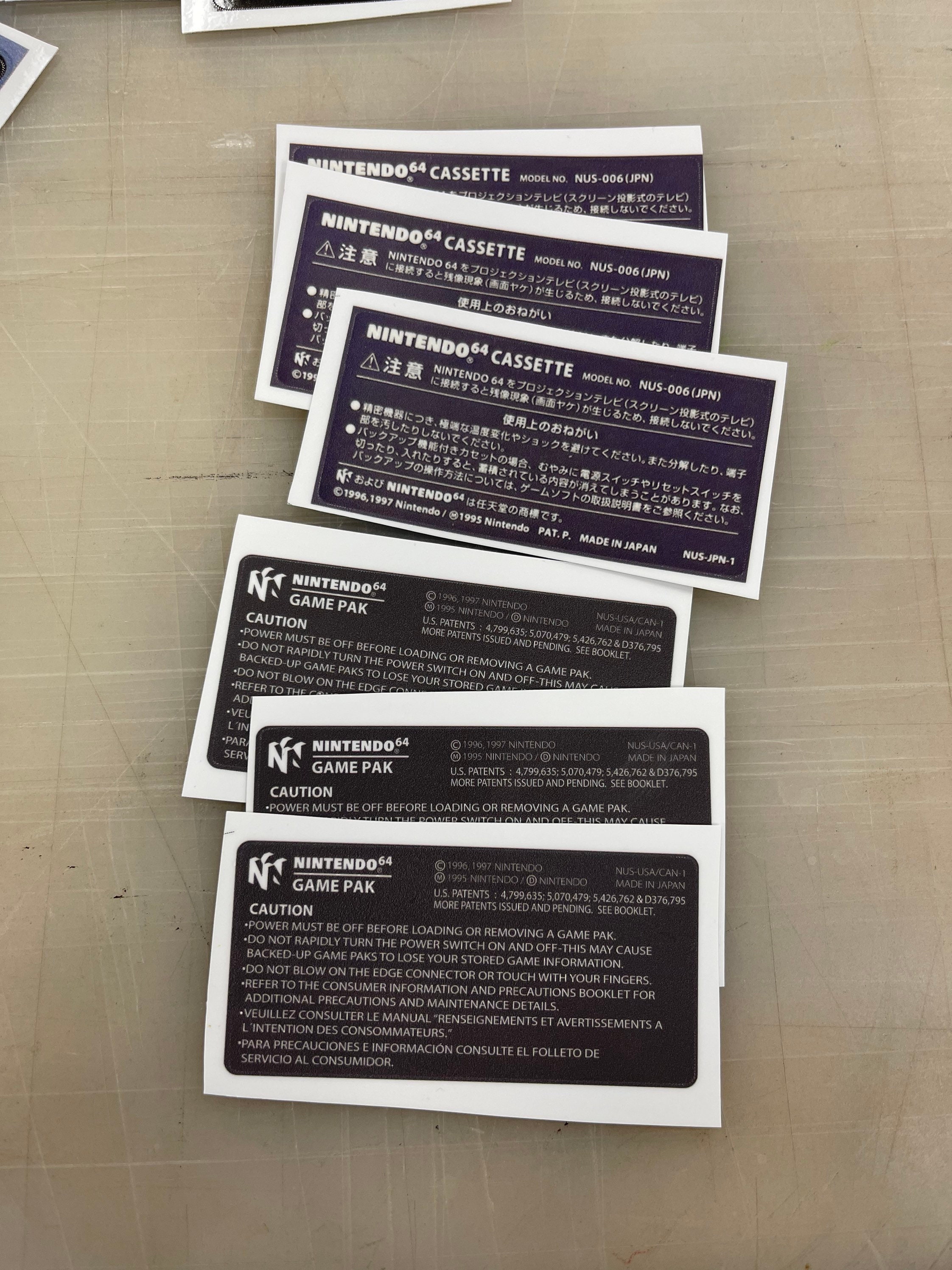 N64 Backside Cartridge Labels Authentic Replacement Sticker. - Etsy