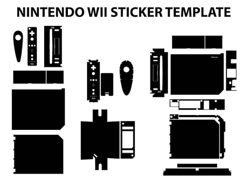 Nintendo Wii Full Console Skin Template Vector Bundle for Vinyl Cutting ...