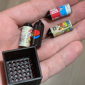 Mini Spray Cans W/ Mini Milk Crate. Perfect for Models, Toys, Pocket ...