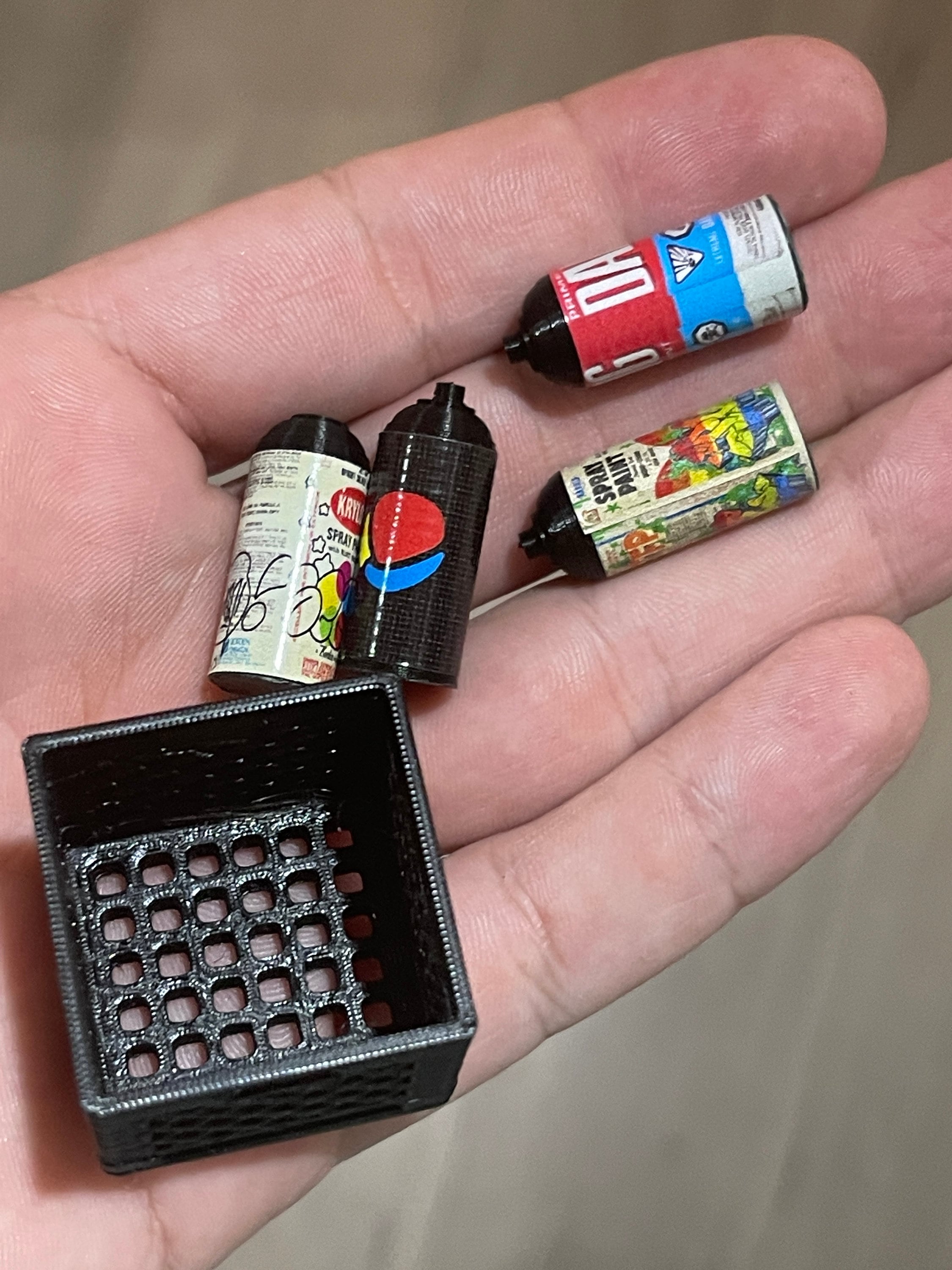 Mini Spray Cans W/ Mini Milk Crate. Perfect for Models, Toys, Pocket ...