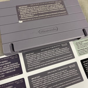 SNES Backside Cartridge Labels Authentic Replacement Sticker All ...