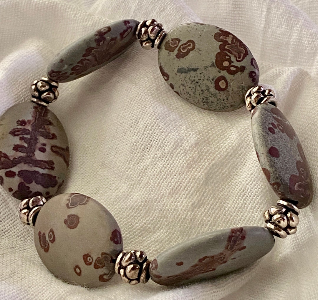 Stretch Bracelet, Crazy Horse Stone and Sterling Silver Beads ...