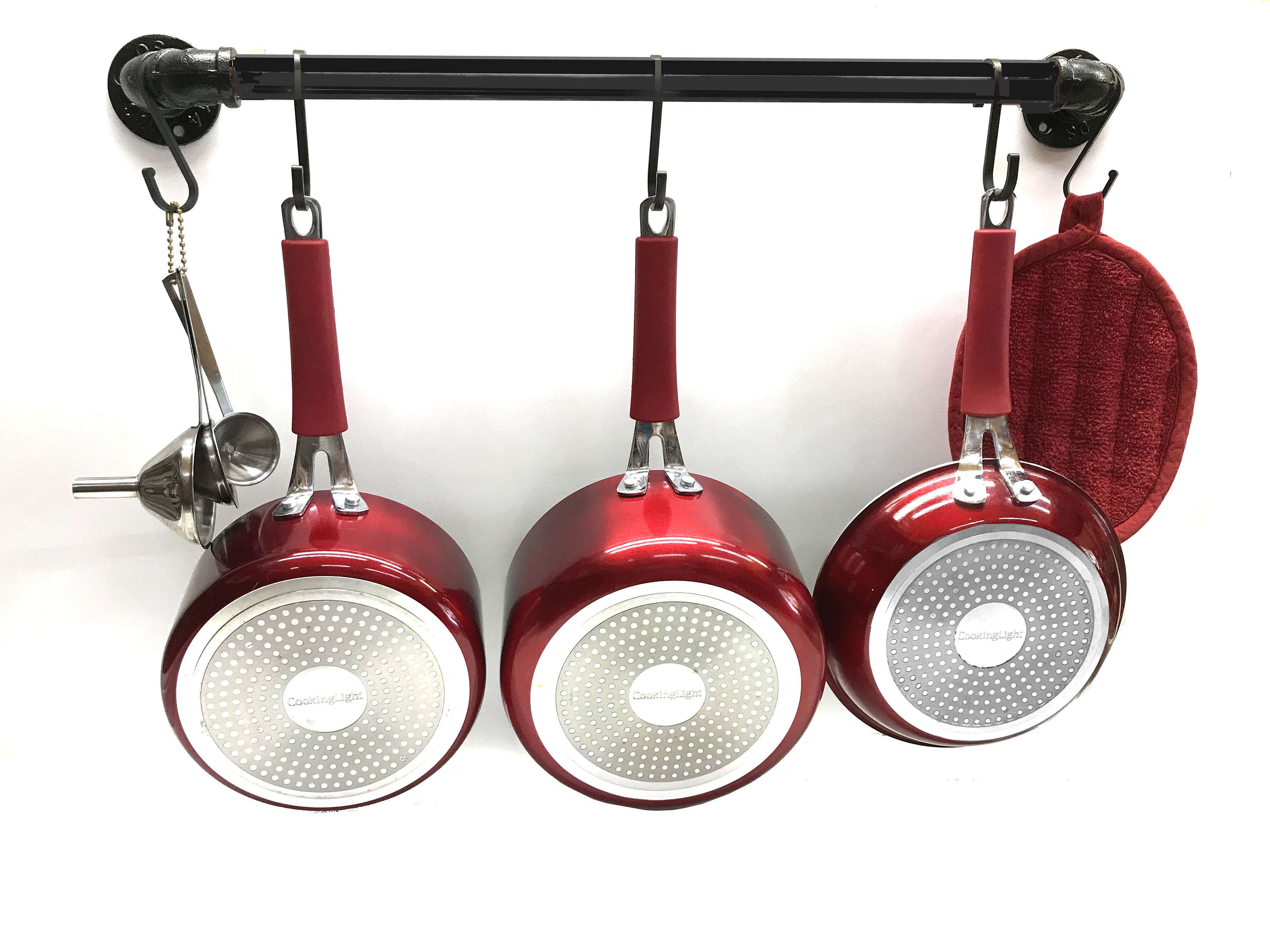 Kitchen Black Iron Pipe Wall Mounted Rack for You Pots , Pans and ...