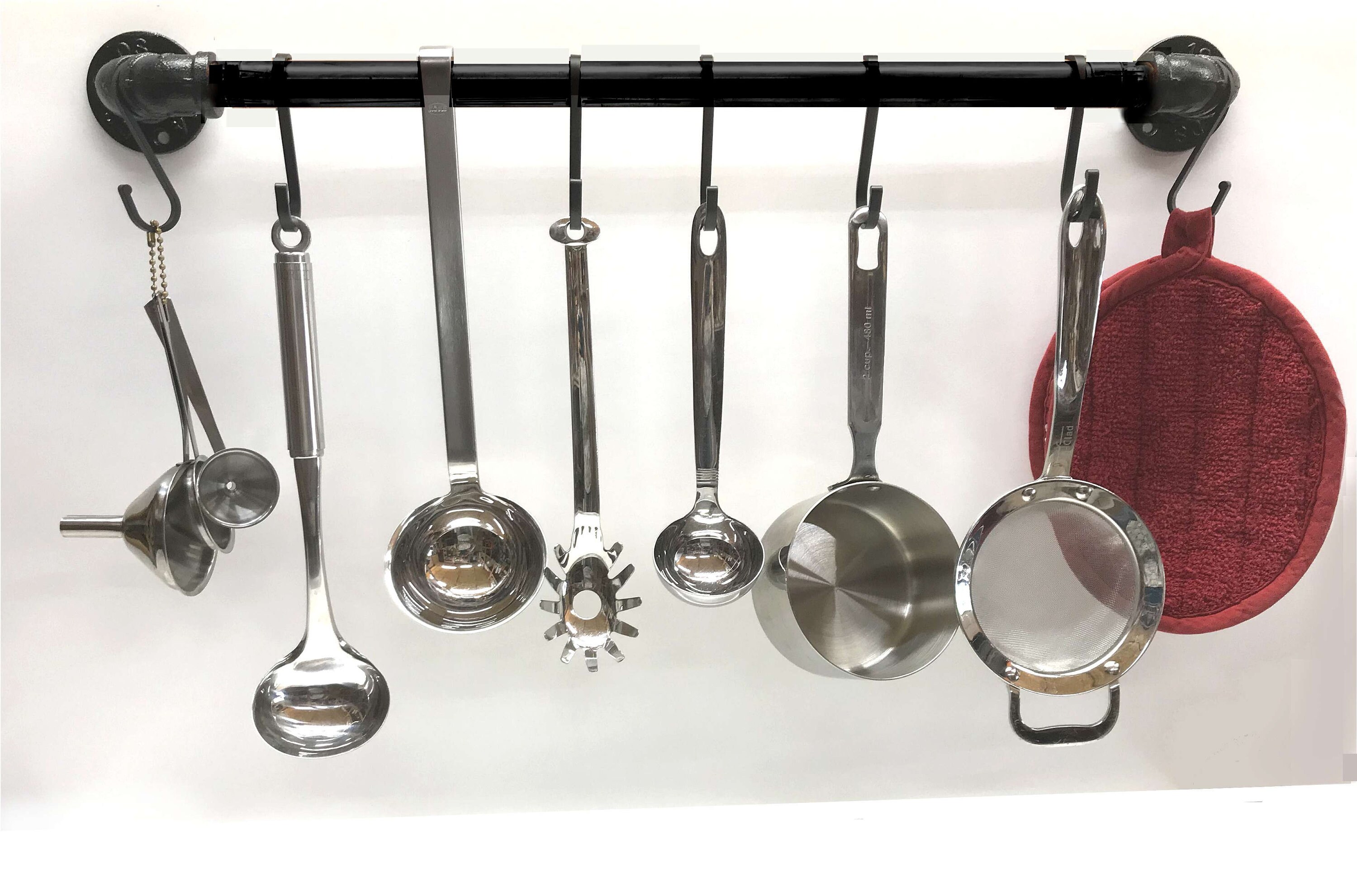 Kitchen Black Iron Pipe Wall Mounted Rack for You Pots , Pans and ...