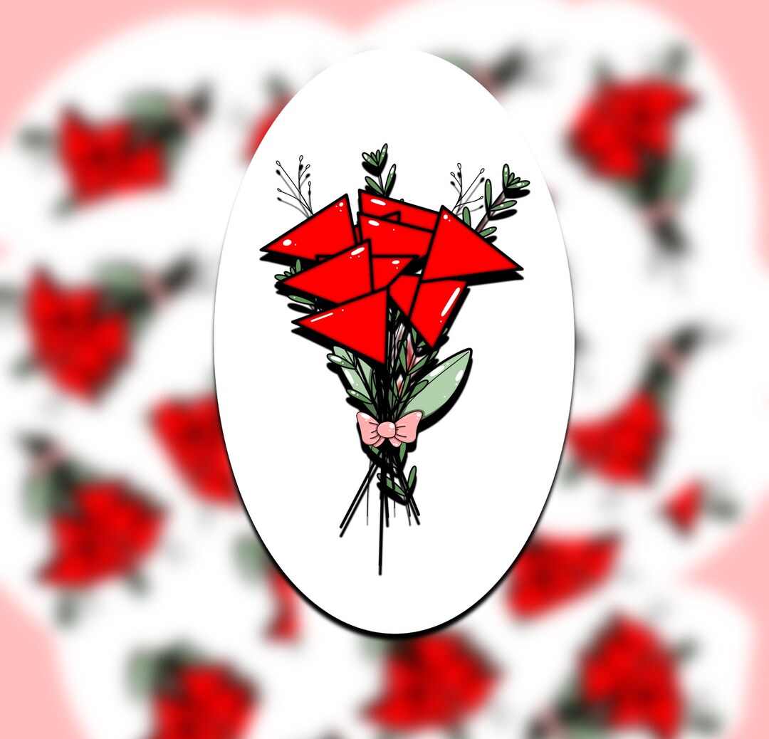 Red Flag Bouquet Vinyl Sticker - Etsy