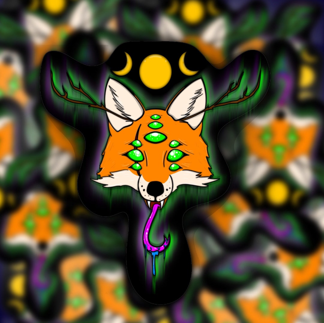 Alien Fox Die Cut Sticker Creepy Fox Journal Sticker Laptop Sticker ...