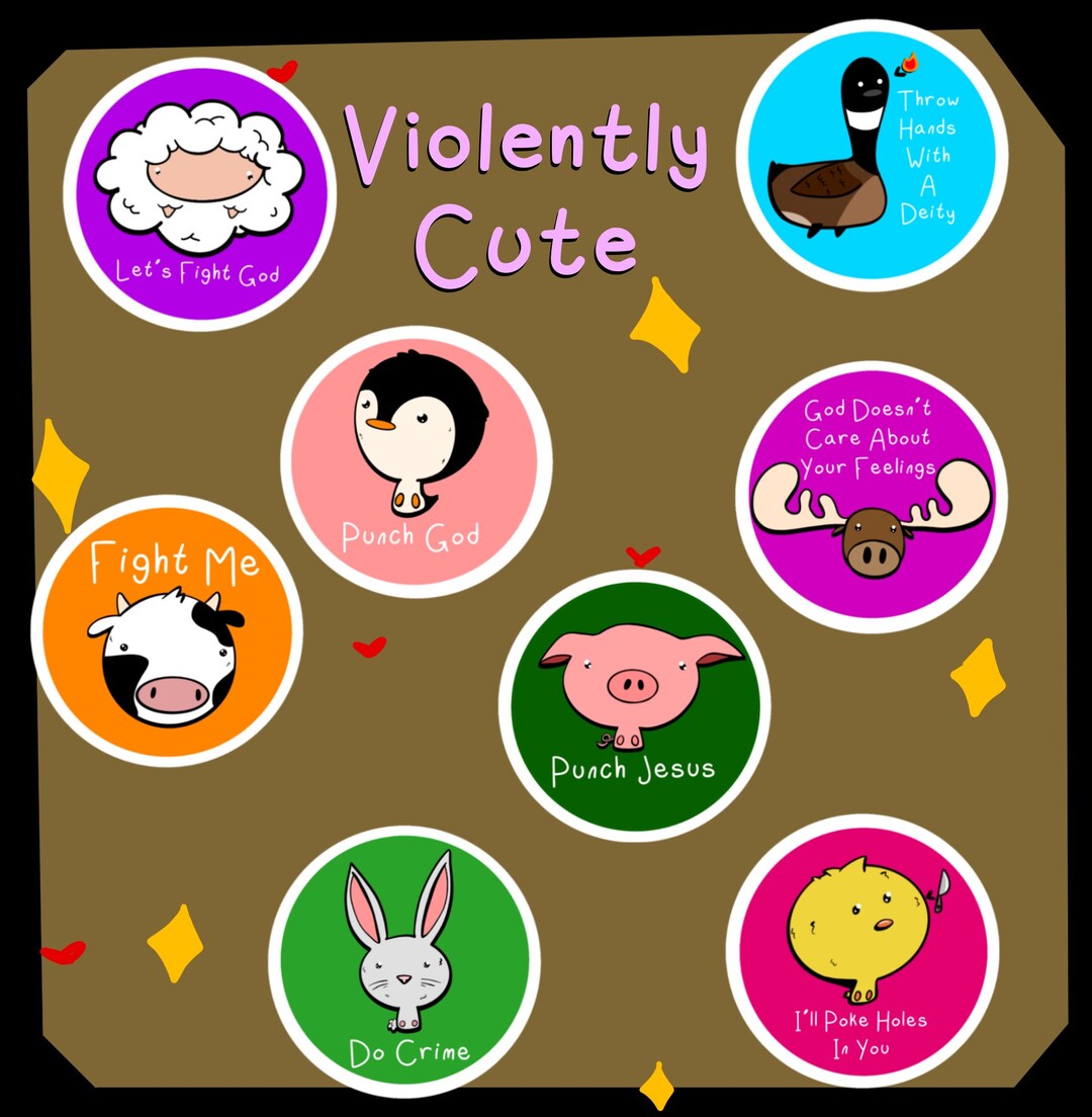 Violently Cute Stickers Individual and Pack | Cute but Deadly Animal ...
