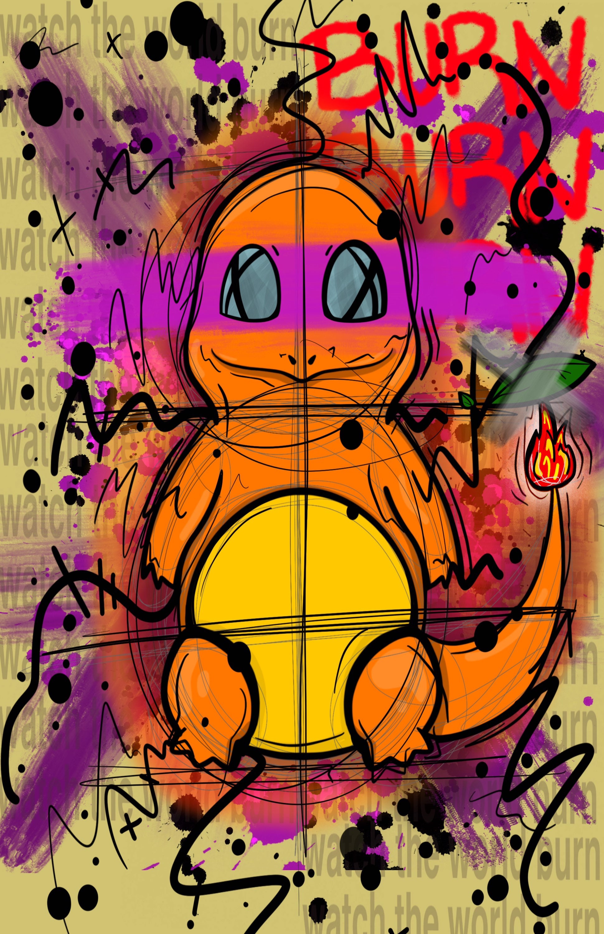 Charmander Print Pokemon Graffiti Trash Polka Art | Etsy