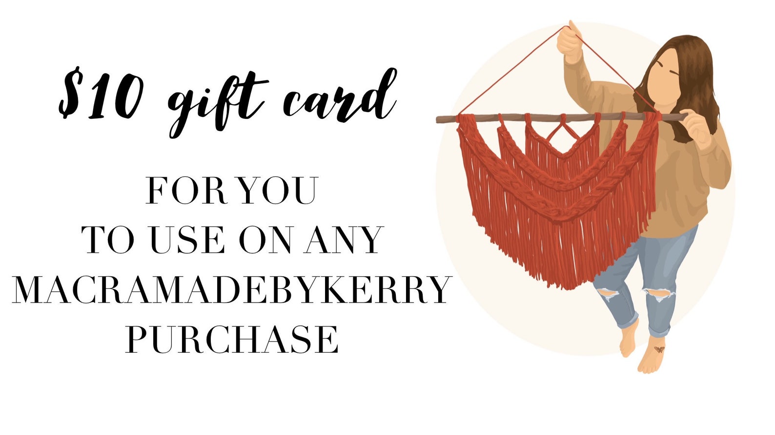 10 dollar gift card for MacramadebyKerry | Etsy