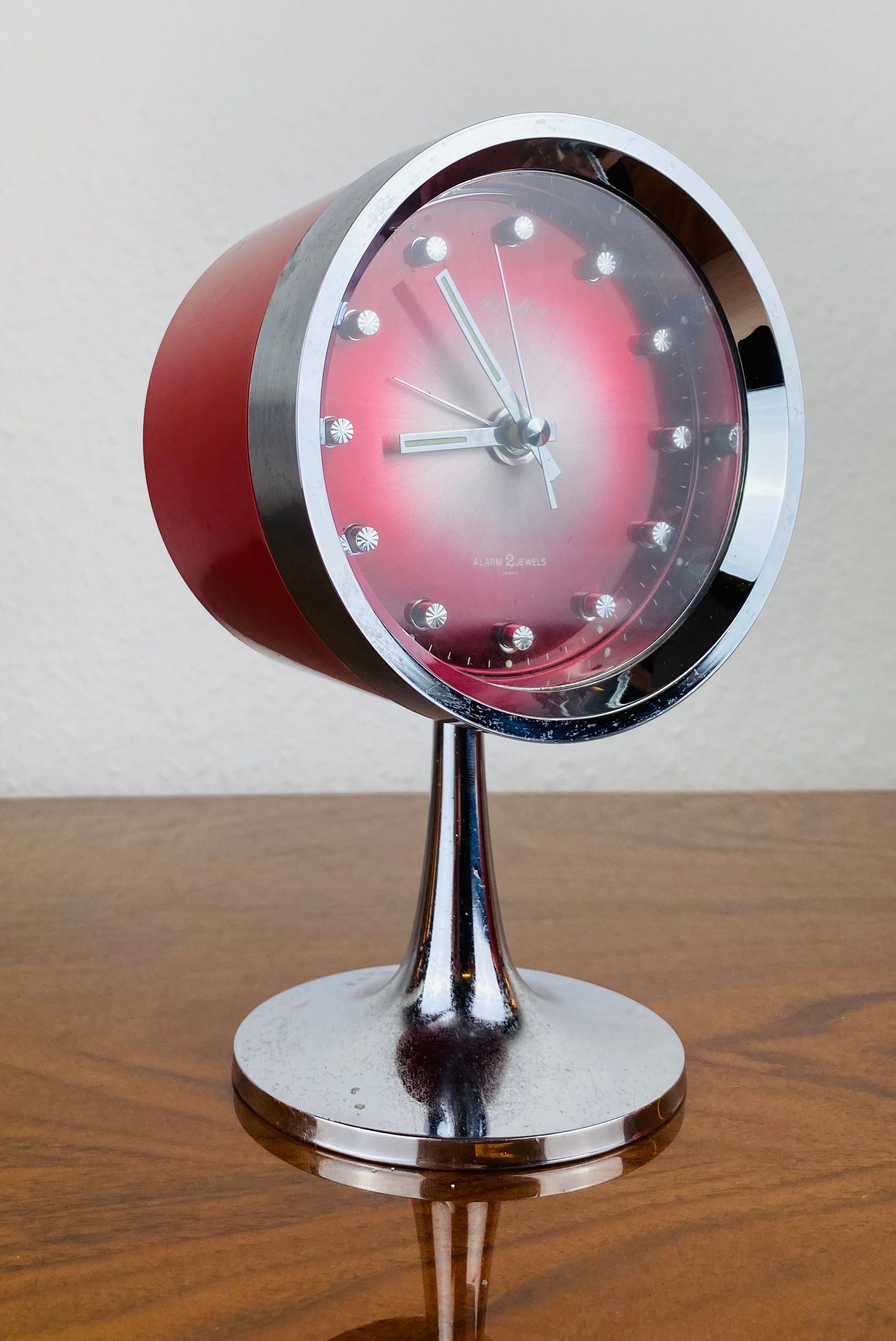 RHYTHM Table Clock Japan Mid Century Clock Alarm Clock Japanese Design ...