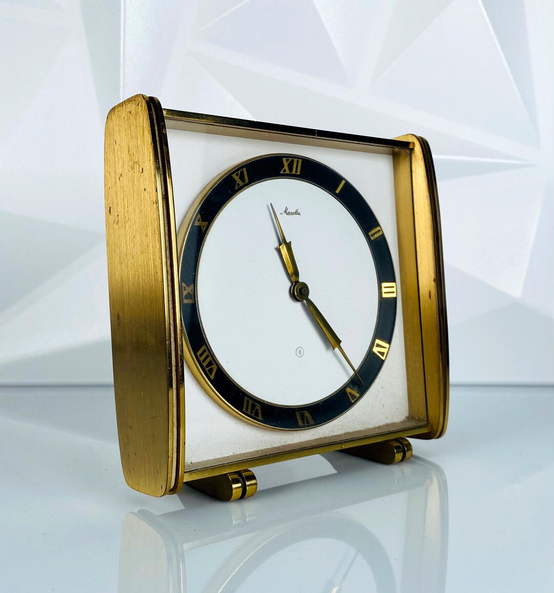 MAUTHE Brass Table Clock Curved Shape, Bright Dial, German Watchmaking ...