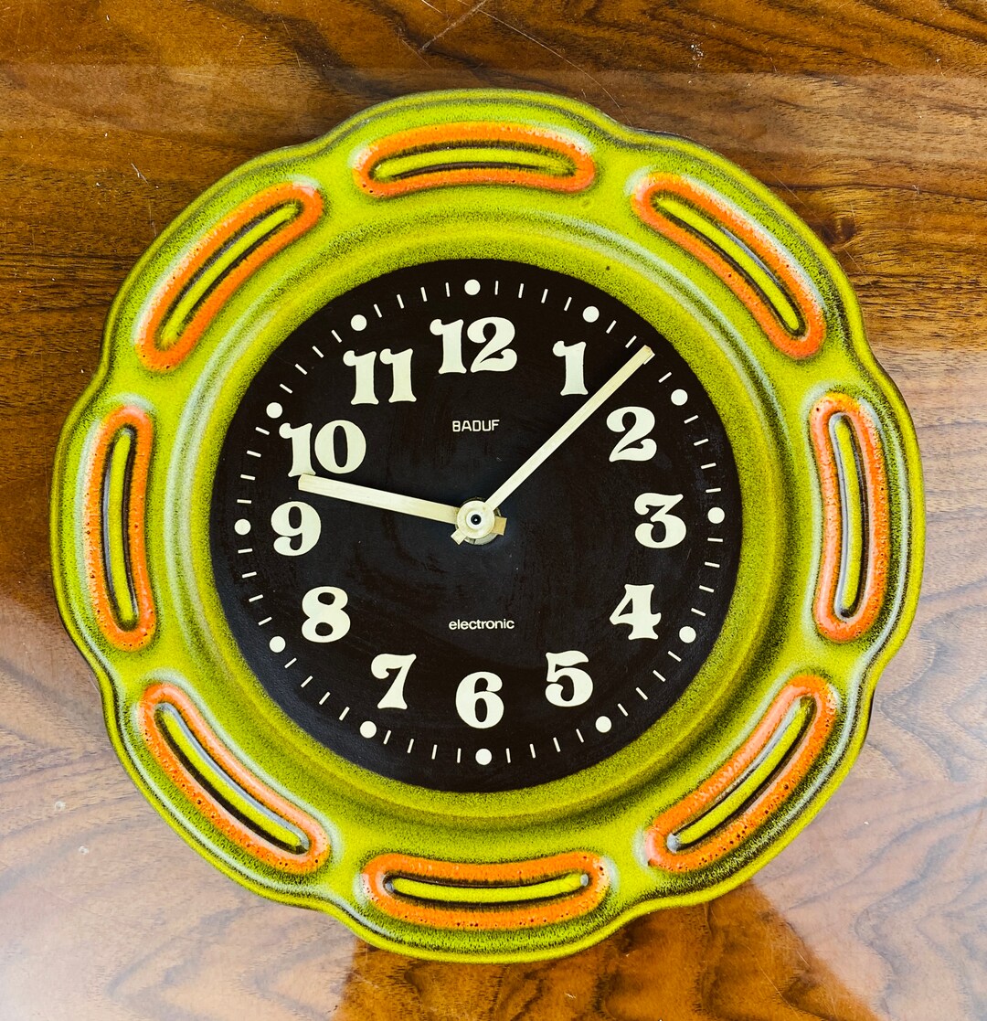 Mid Century Kitchen Clock German Design BADUF Wall Clock Rockabilly ...