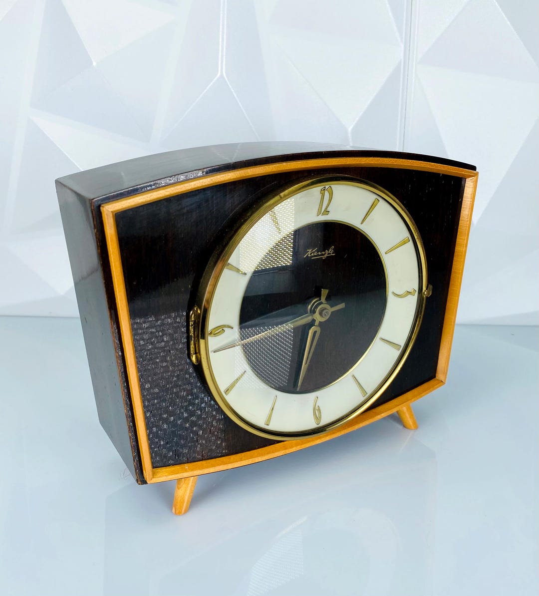 Classic Mauthe Table Clock Brass, Spacey Shape, Vintage 70s, Analogue ...