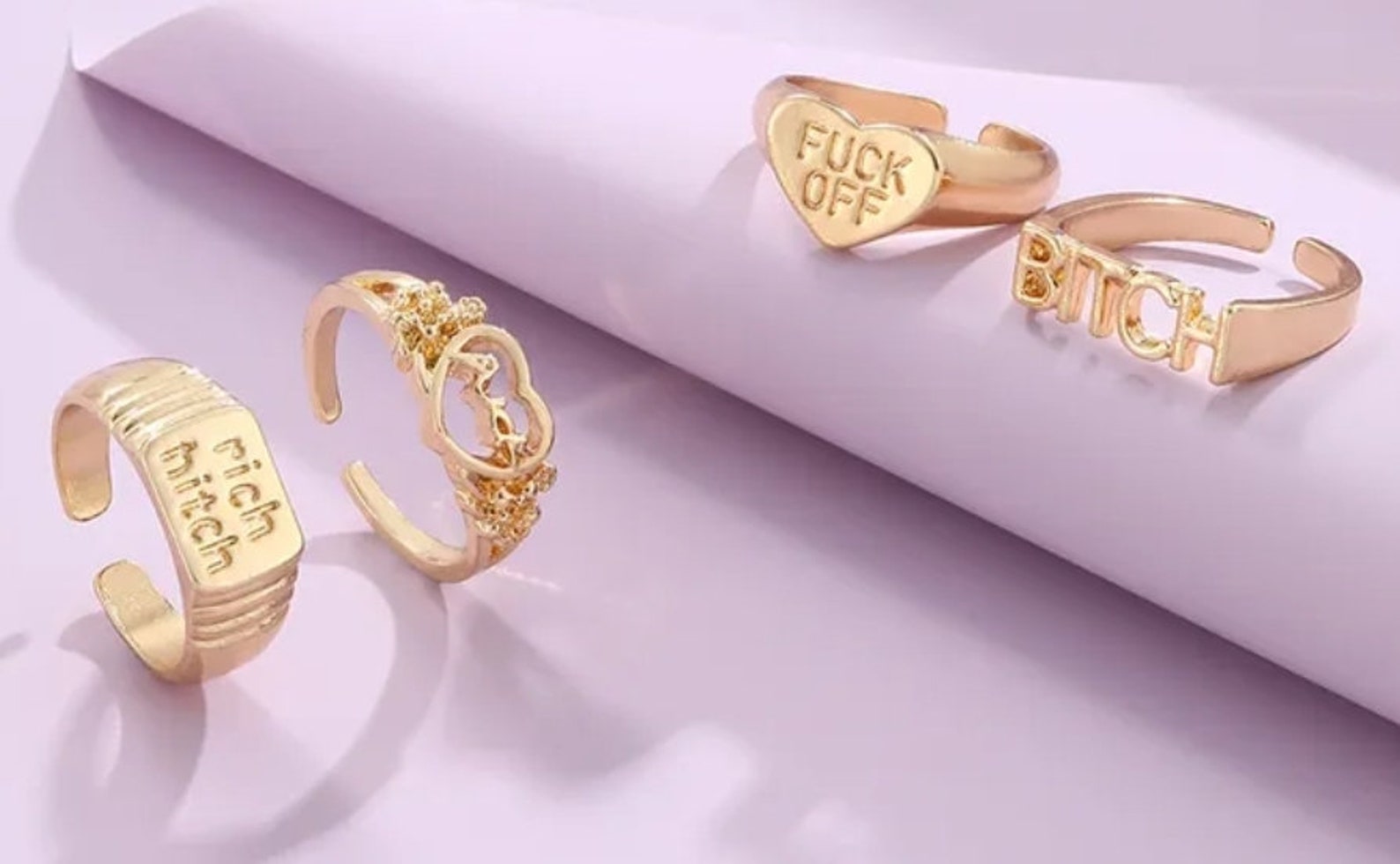 Fck Fck Off Bitch & Rich Bitch Gold Tone Adjustable Rings - Etsy