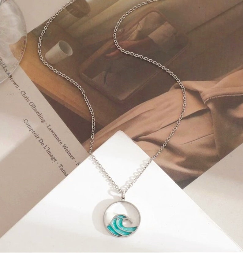 Stainless Steel Beach Wave Necklace - Etsy