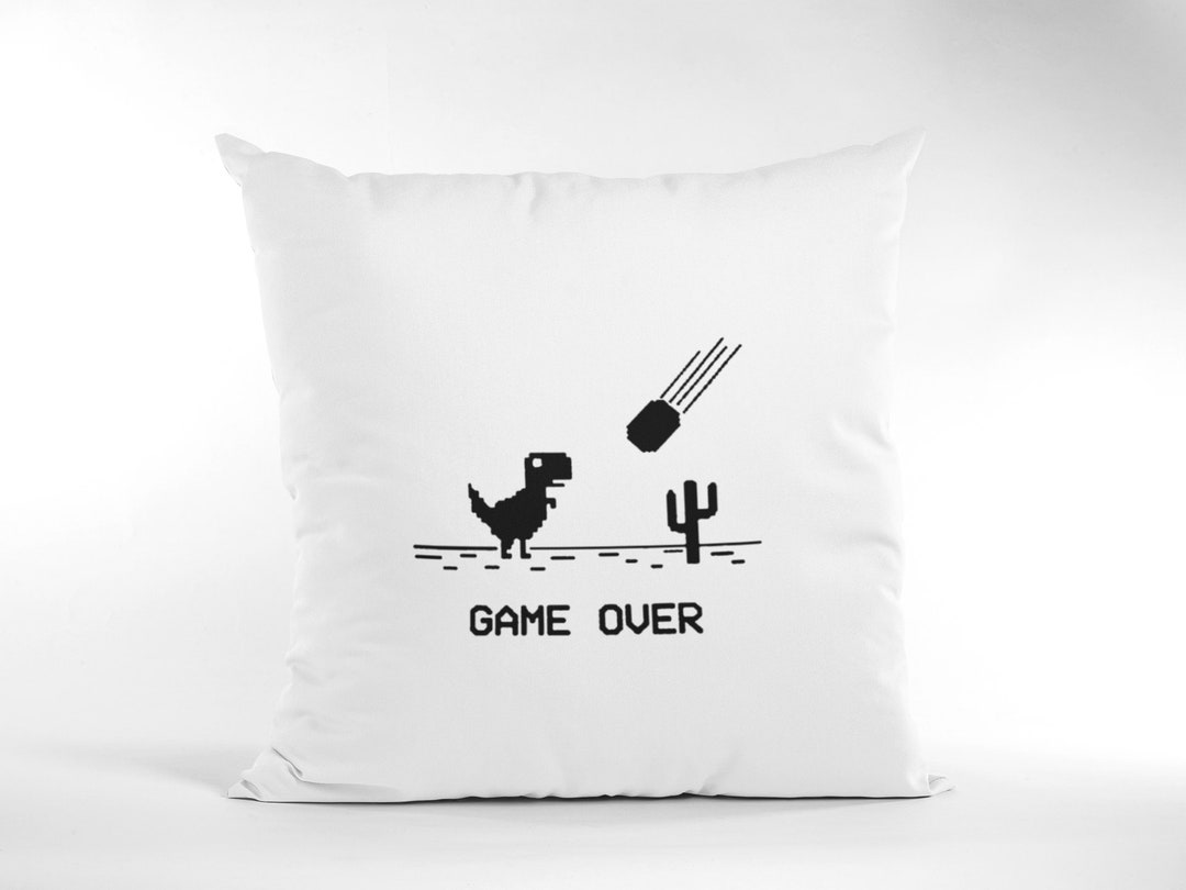 Game Over Pillow, Dinosaur Game, Offline Dinosaur Game Pillow, Game ...
