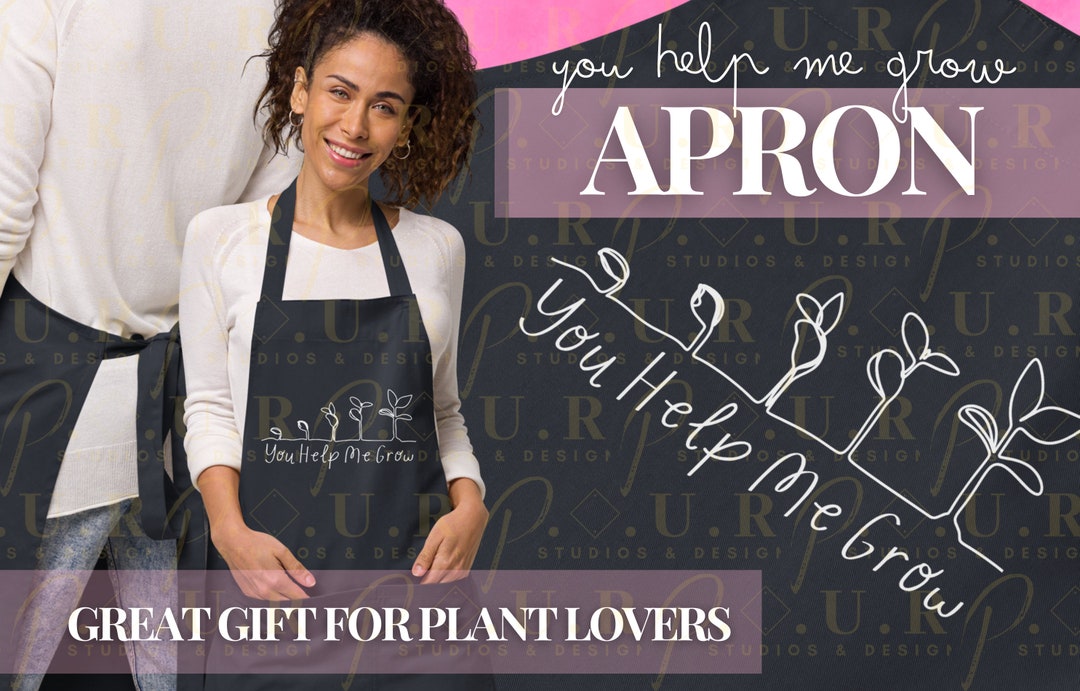 You Help Me Grow Gardening Apron Stages of Growth Navy Perfect Gift for ...