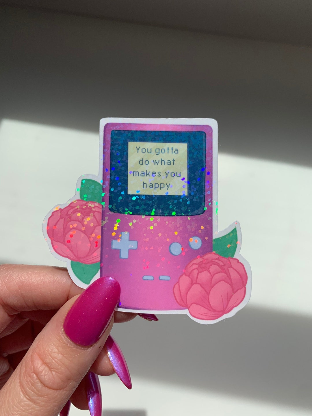 Retro Gameboy Holographic Vinyl Sticker Funny, MacBook Decal, Laptop ...