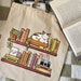 Bookshelf Cat Tote Bag | Cats, Books, Book Stack, Gift Idea, Canvas ...