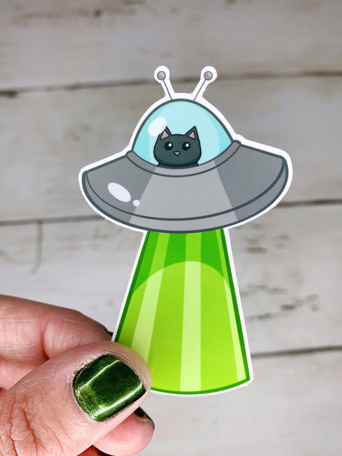 UFO Cat Vinyl Sticker Cat Aliens UFO Space Galaxy | Etsy